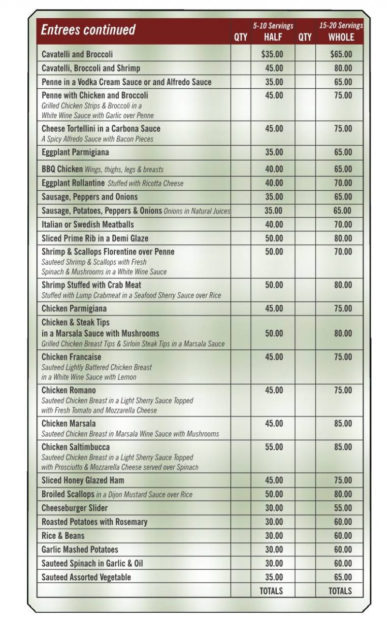Catering Menu